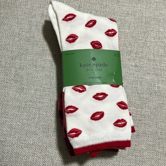 kate spade | Accessories | Kate Spade 3 Pair Crew Socks Kisses Pink ...